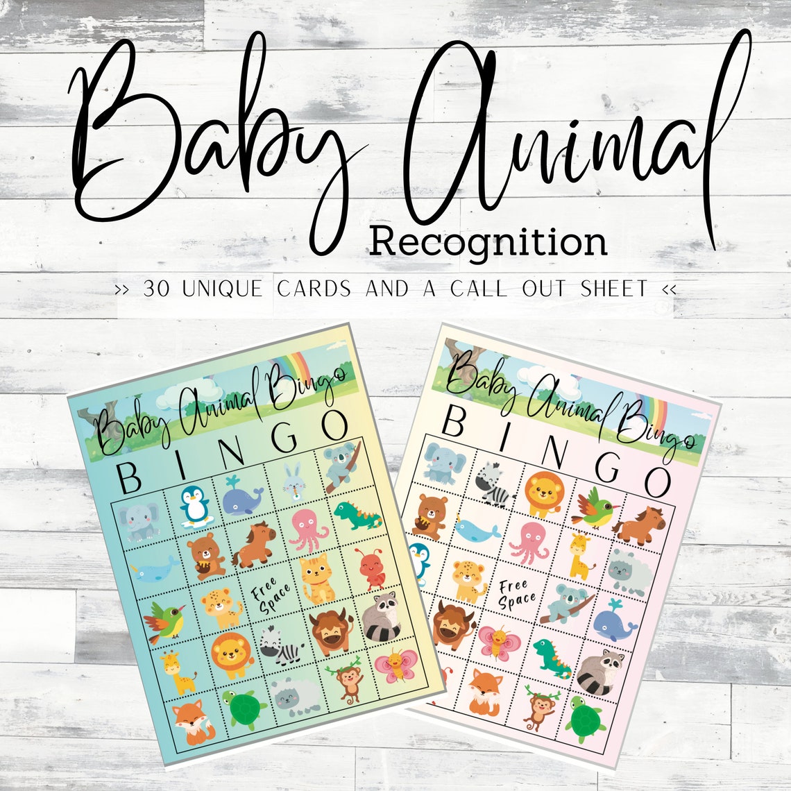 Baby Animal Bingo Game Printable Preschool Animal Bingo School Party ...