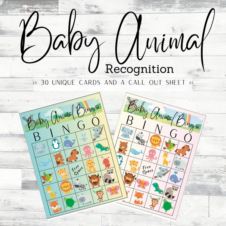 Baby Animal Bingo Game Printable Preschool Animal Bingo School Party ...