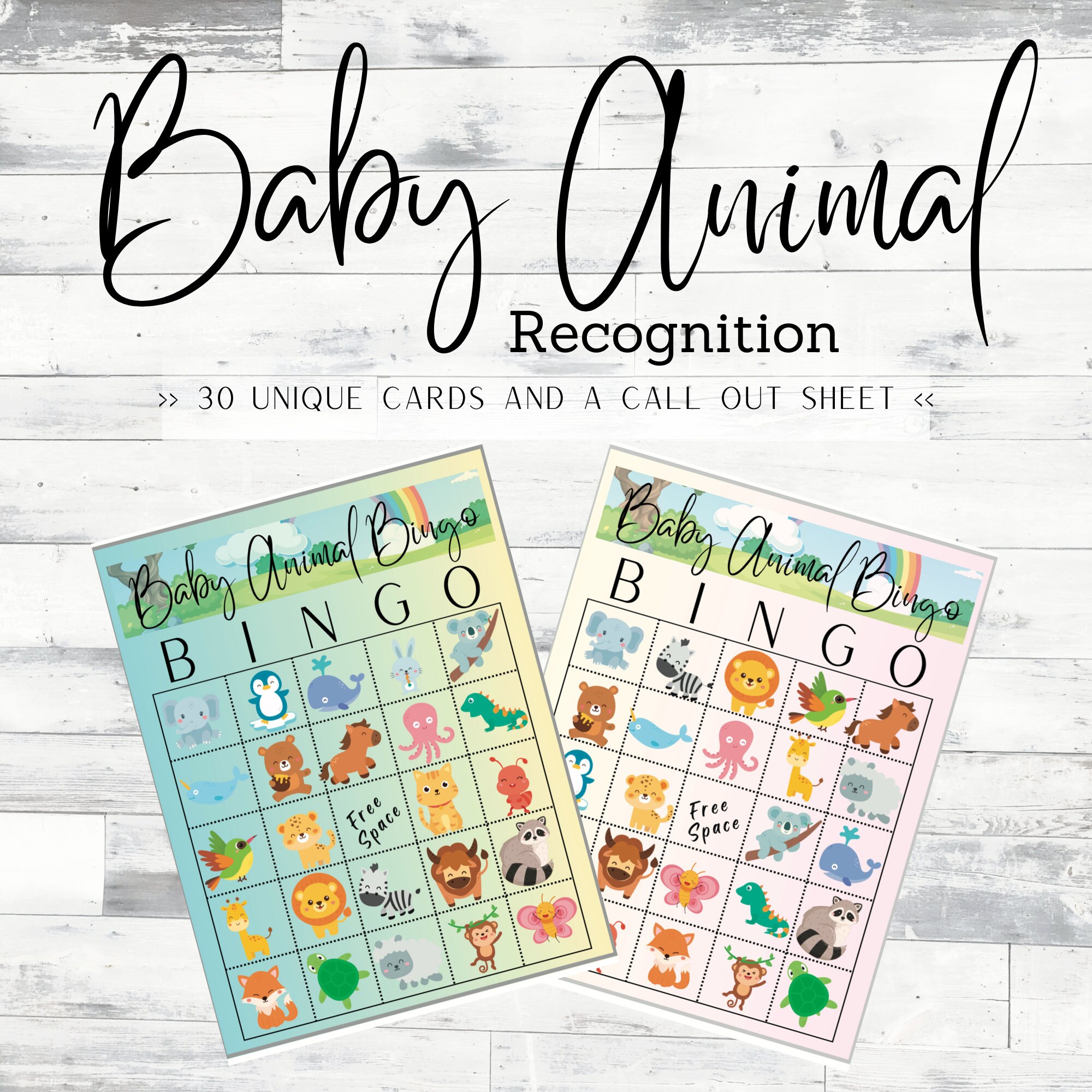 Baby Animal Bingo Game Printable Preschool Animal Bingo School Party ...