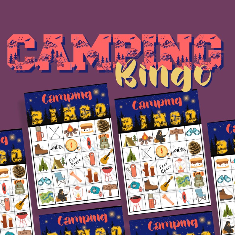 Camping Bingo Game Camping Birthday Party Bingo Game Kids - Etsy
