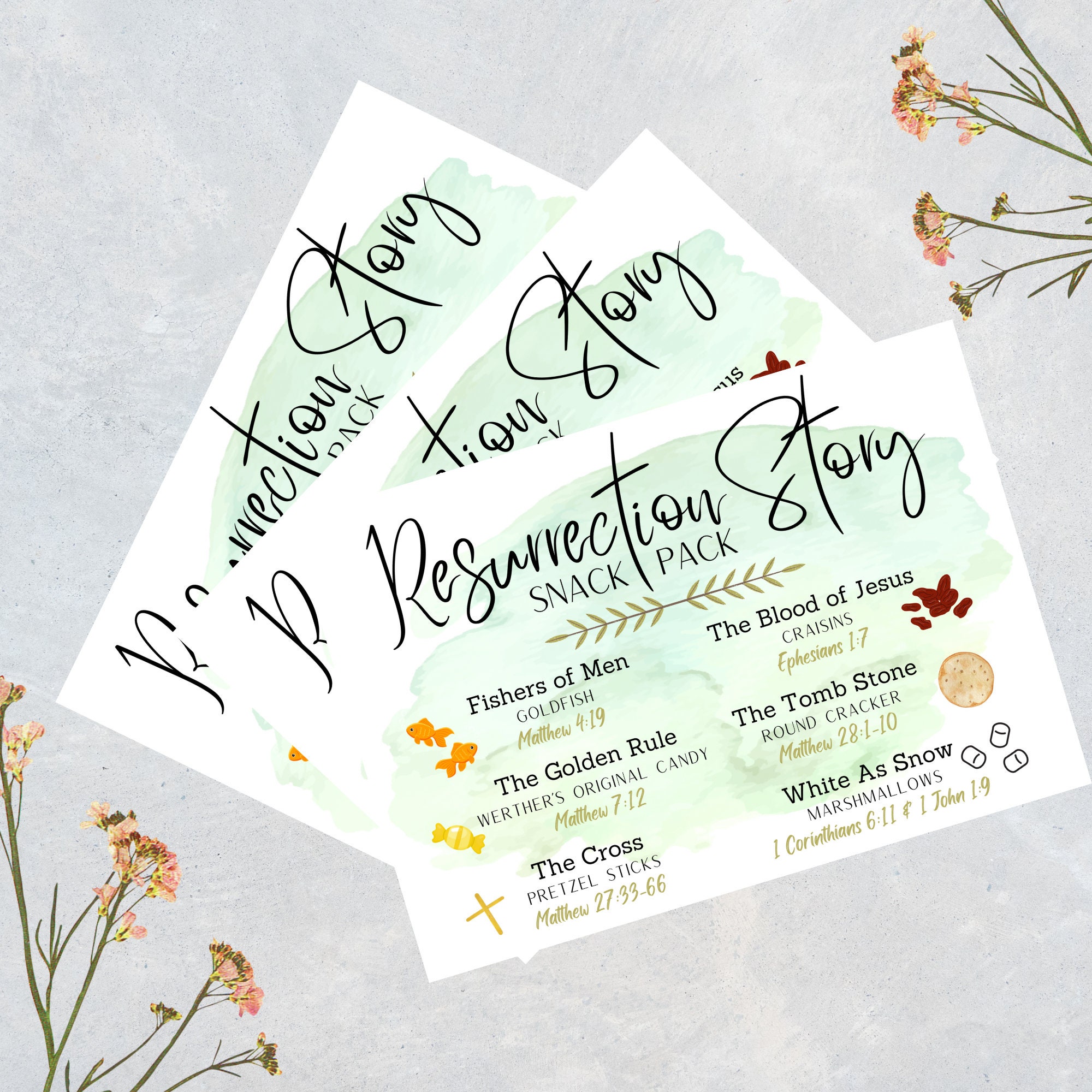 Resurrection Story Snack Tags Printable Sunday School Resurrection ...