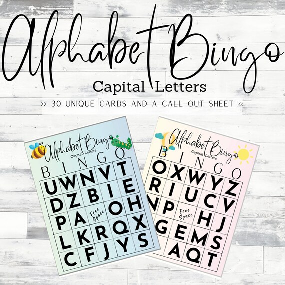 Capital Letters Bingo Game Printable Preschool Alphabet Game Letter ...