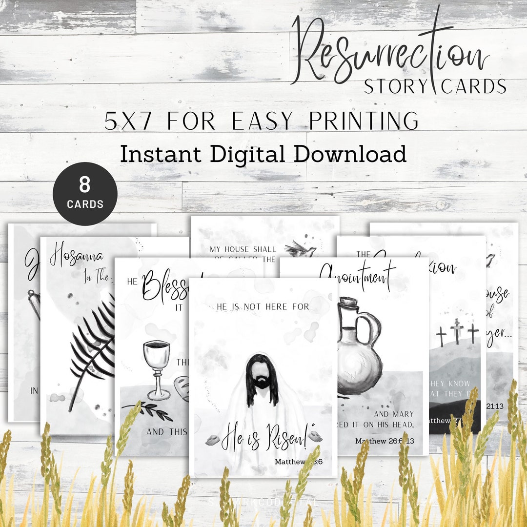 Resurrection Story Cards Easter Story Cards Sunday School Lesson Sunday ...