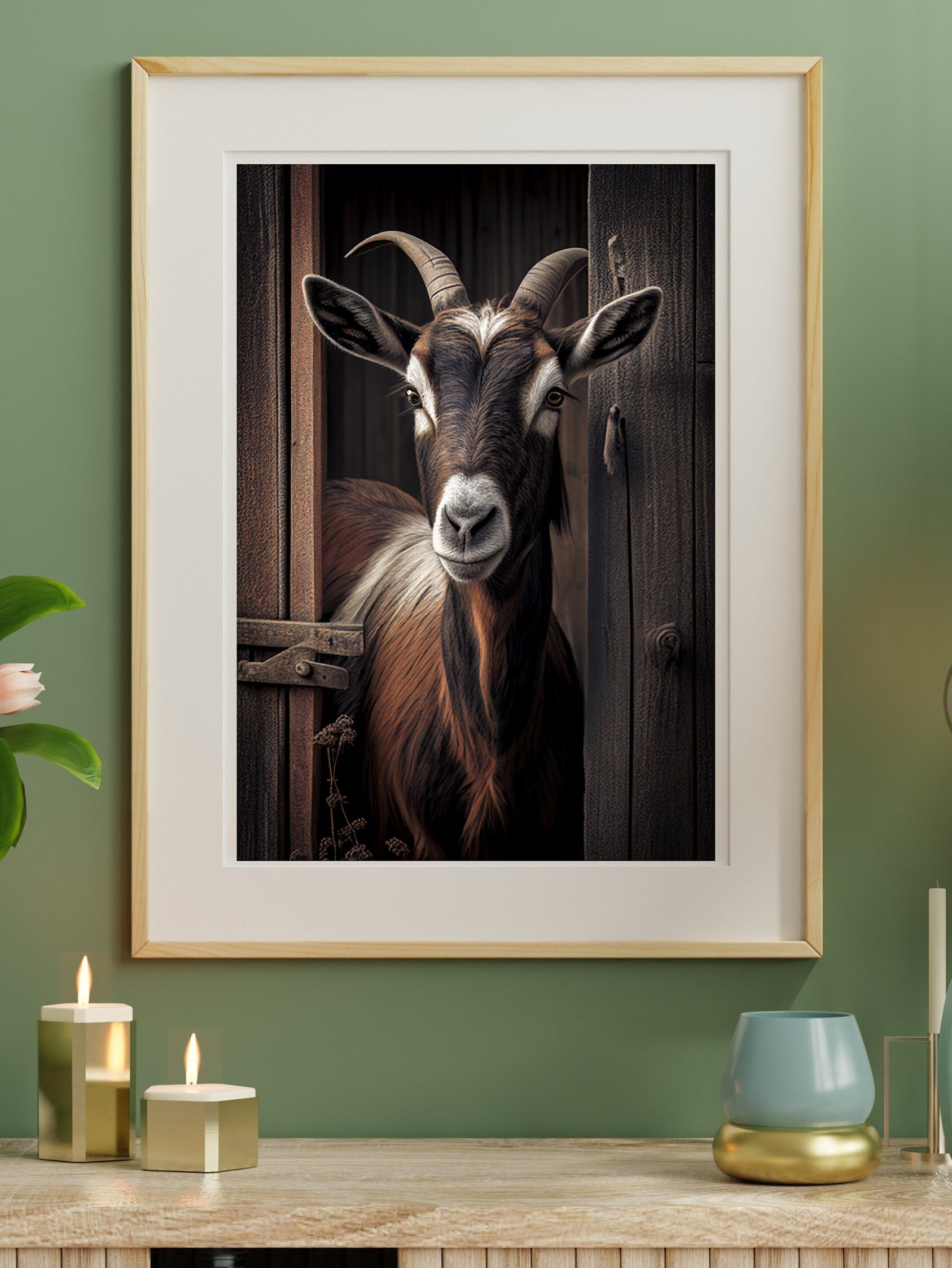 Farmhouse Goat Decor Goat Canvas Goat Wall Art Vintage Farmhouse Print ...