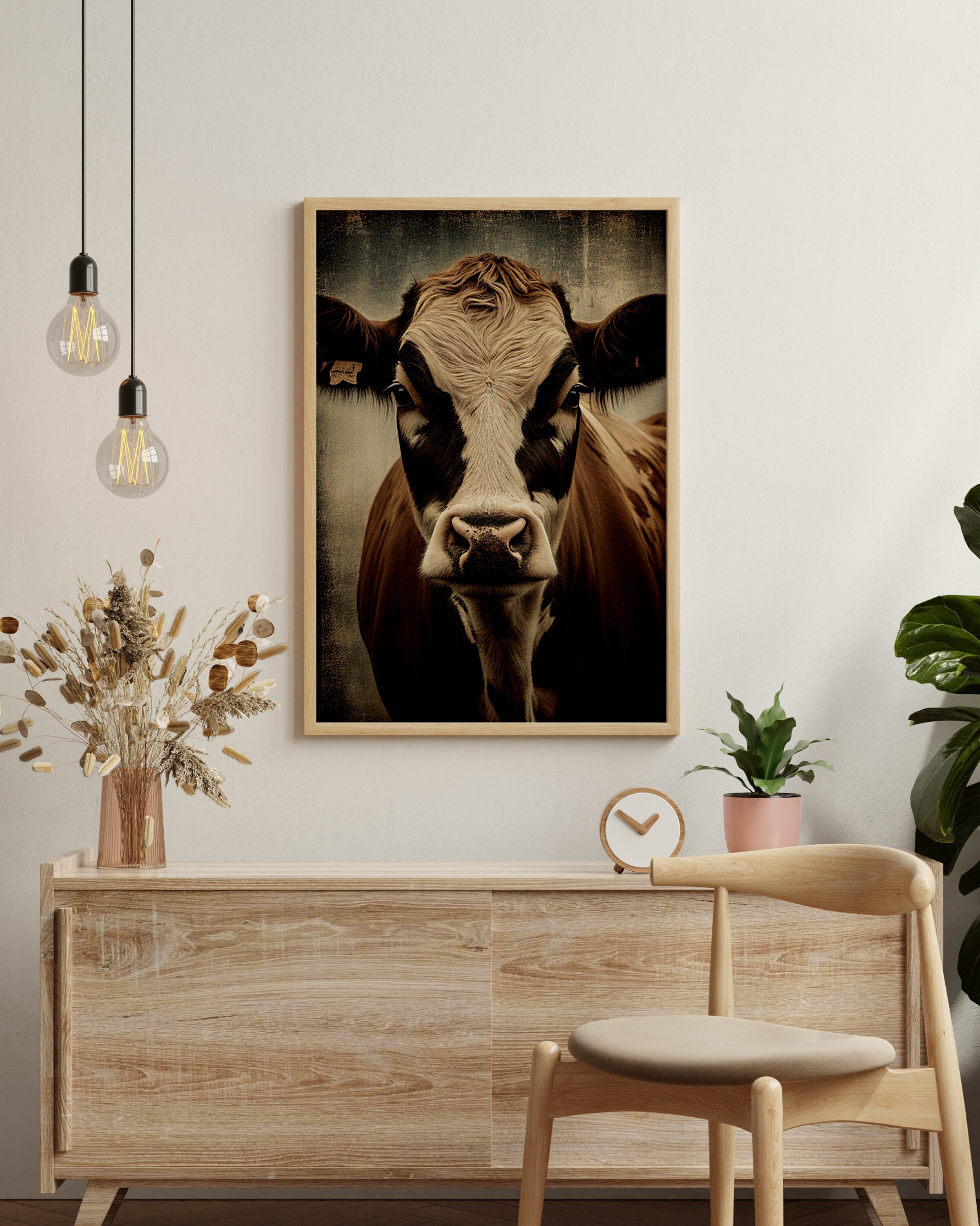 Hereford Cow Art Cow Poster Large Cow Wall Art Farmhouse Cow - Etsy