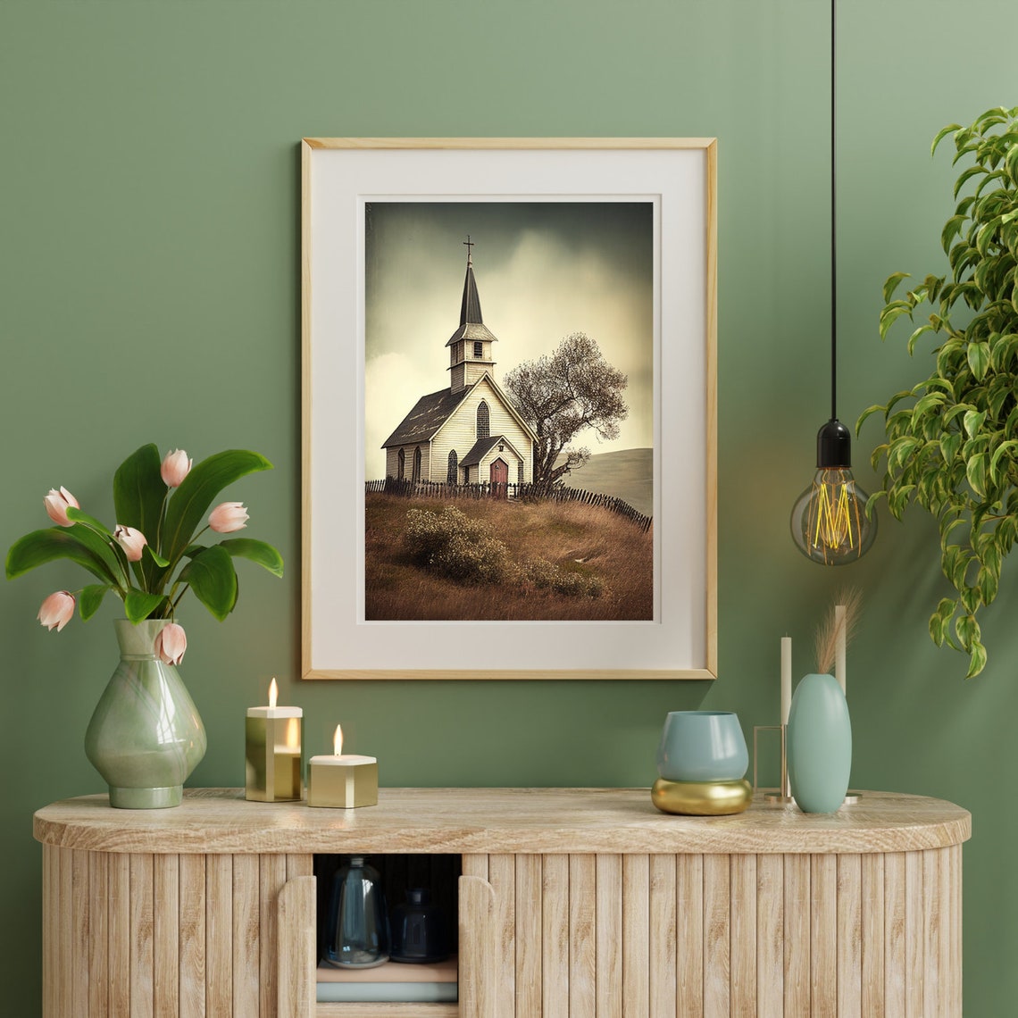 Rustic Old Church Old Country Church Print Vintage Church Painting ...