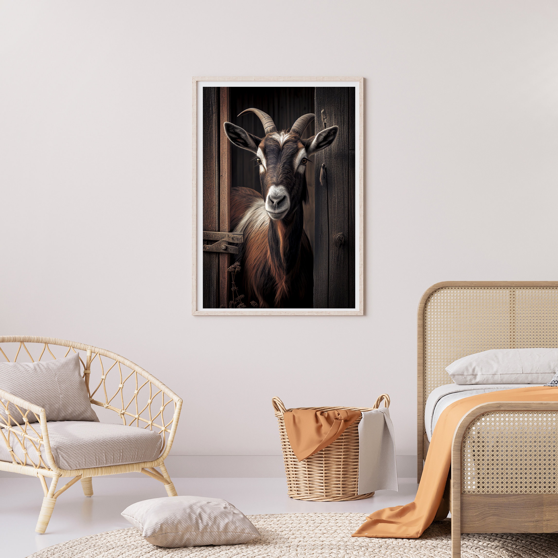Farmhouse Goat Decor Goat Canvas Goat Wall Art Vintage Farmhouse Print ...