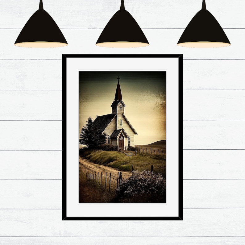 Printable Country Church Wall Art Old Country Church Print Vintage ...