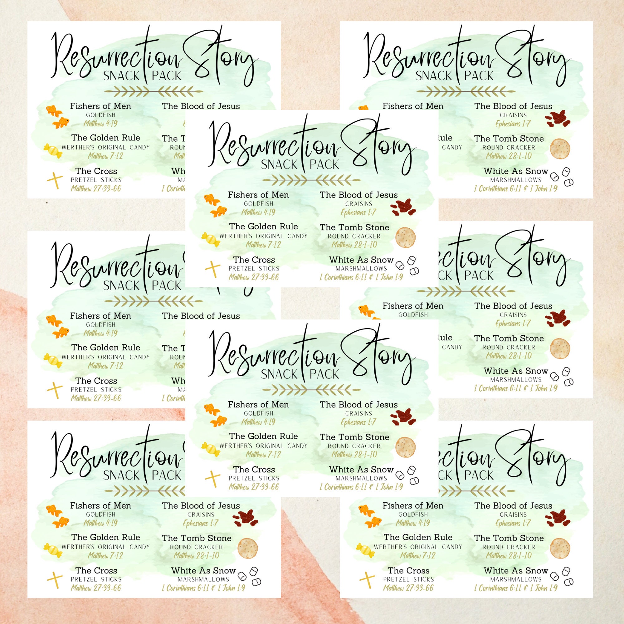 Resurrection Story Snack Tags Printable Sunday School Resurrection ...