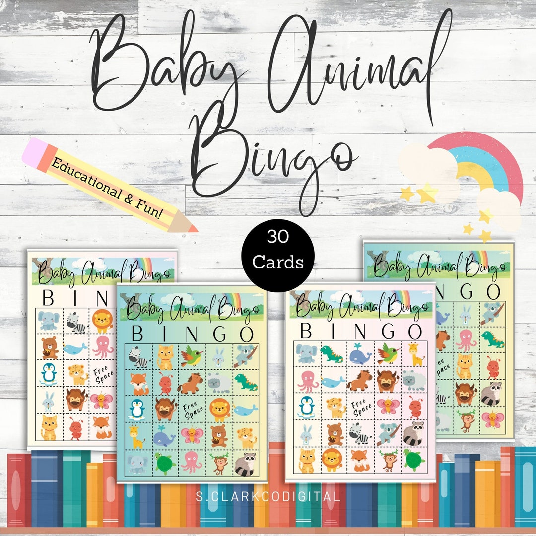 Baby Animal Bingo Game Printable Preschool Animal Bingo School Party ...