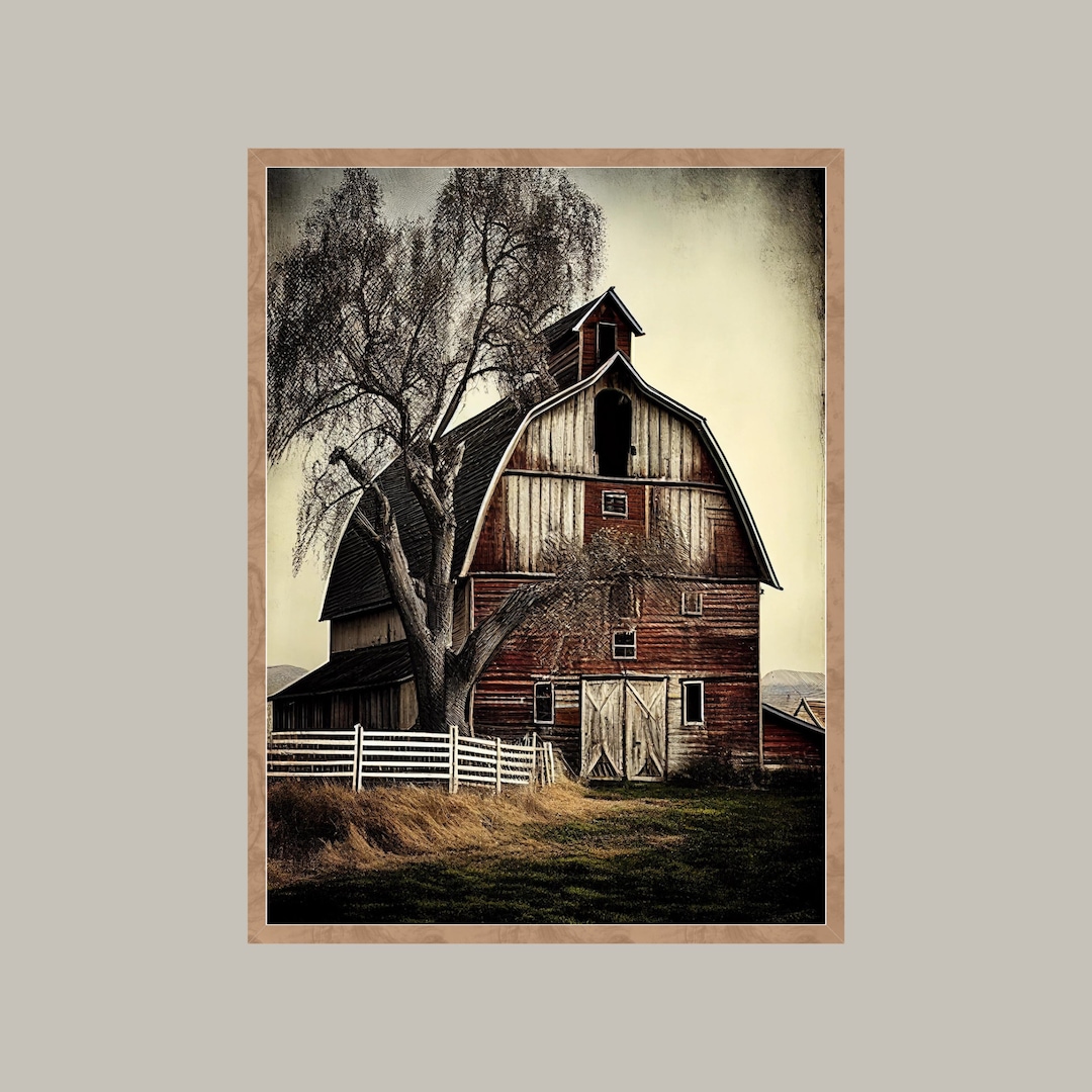 Old Barn Painting Vintage Barn Art Rustic Barn Print Farmhouse Barn ...