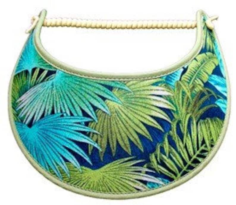 TR130 Visor With Fabric Trimmed Edges. Tropical Leaves in Green and ...