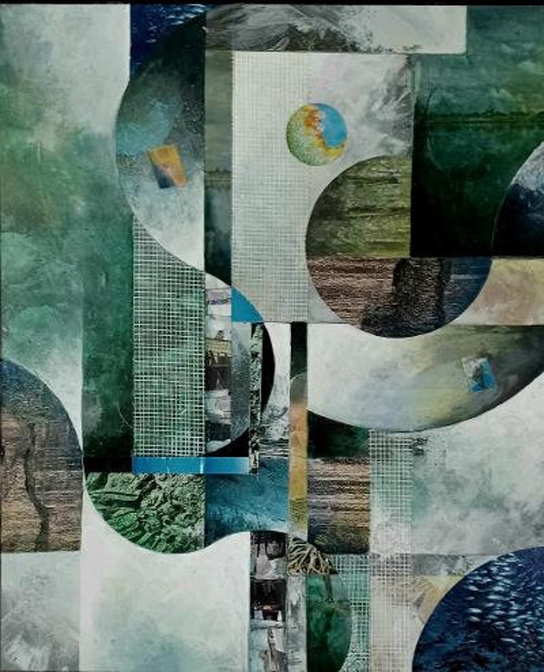 Mixed Media Paper Collage on Wood "orbiting" - Etsy UK