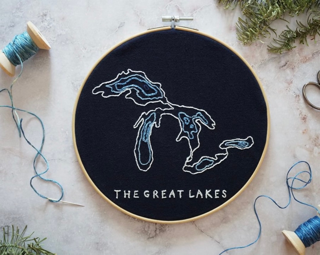 Depth Perception Great Lakes Indigo Embroidery - Etsy Österreich