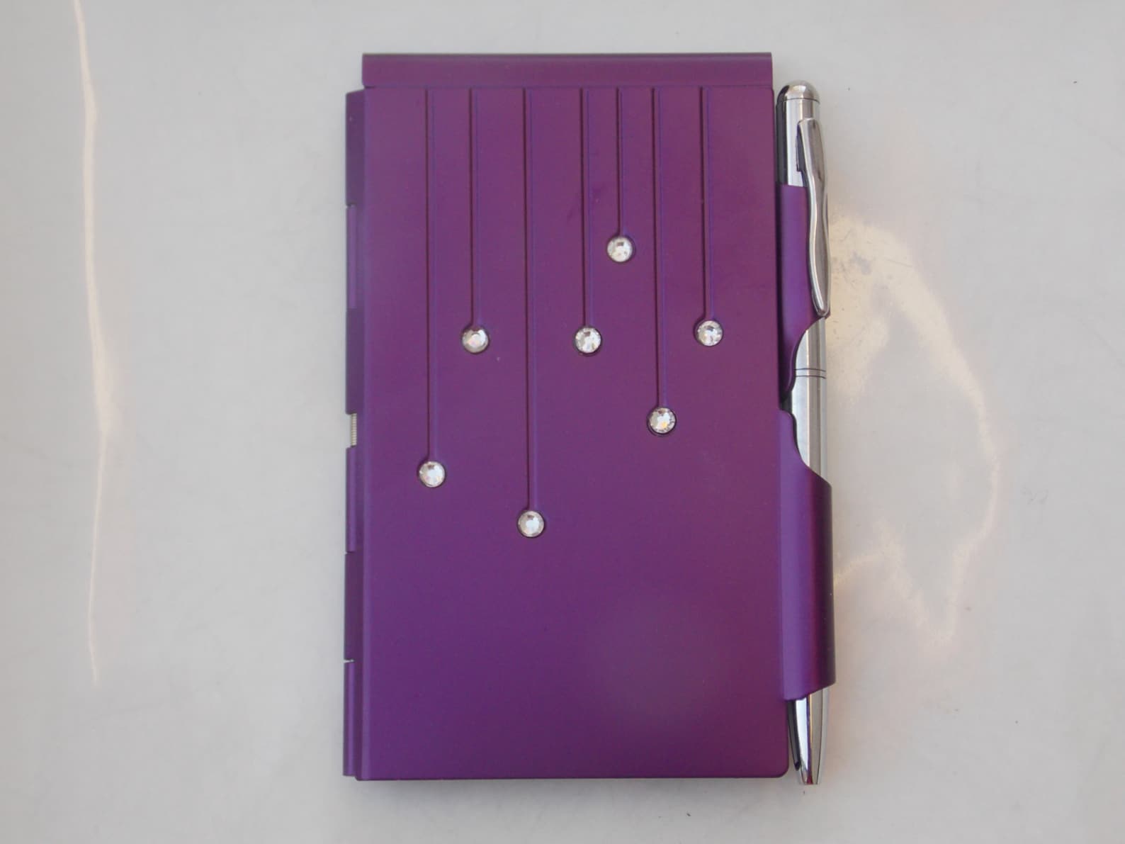 SET OF THREE Ultra Thin Metal Note Pad With Pen, Jeweled Purple ...