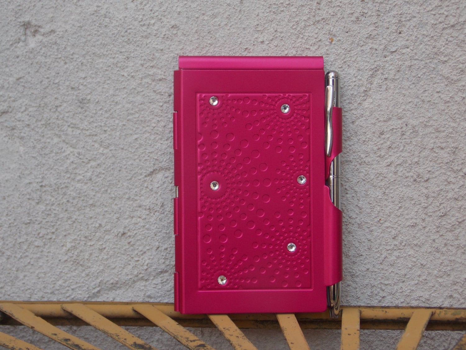 SET OF THREE Ultra Thin Metal Note Pad Holder With Pen, in Jeweled ...