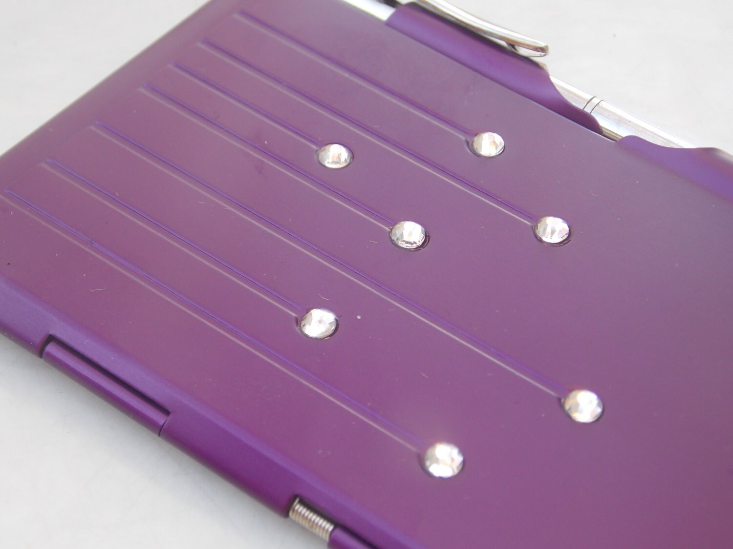 SET OF THREE Ultra Thin Metal Note Pad With Pen, Jeweled Purple ...