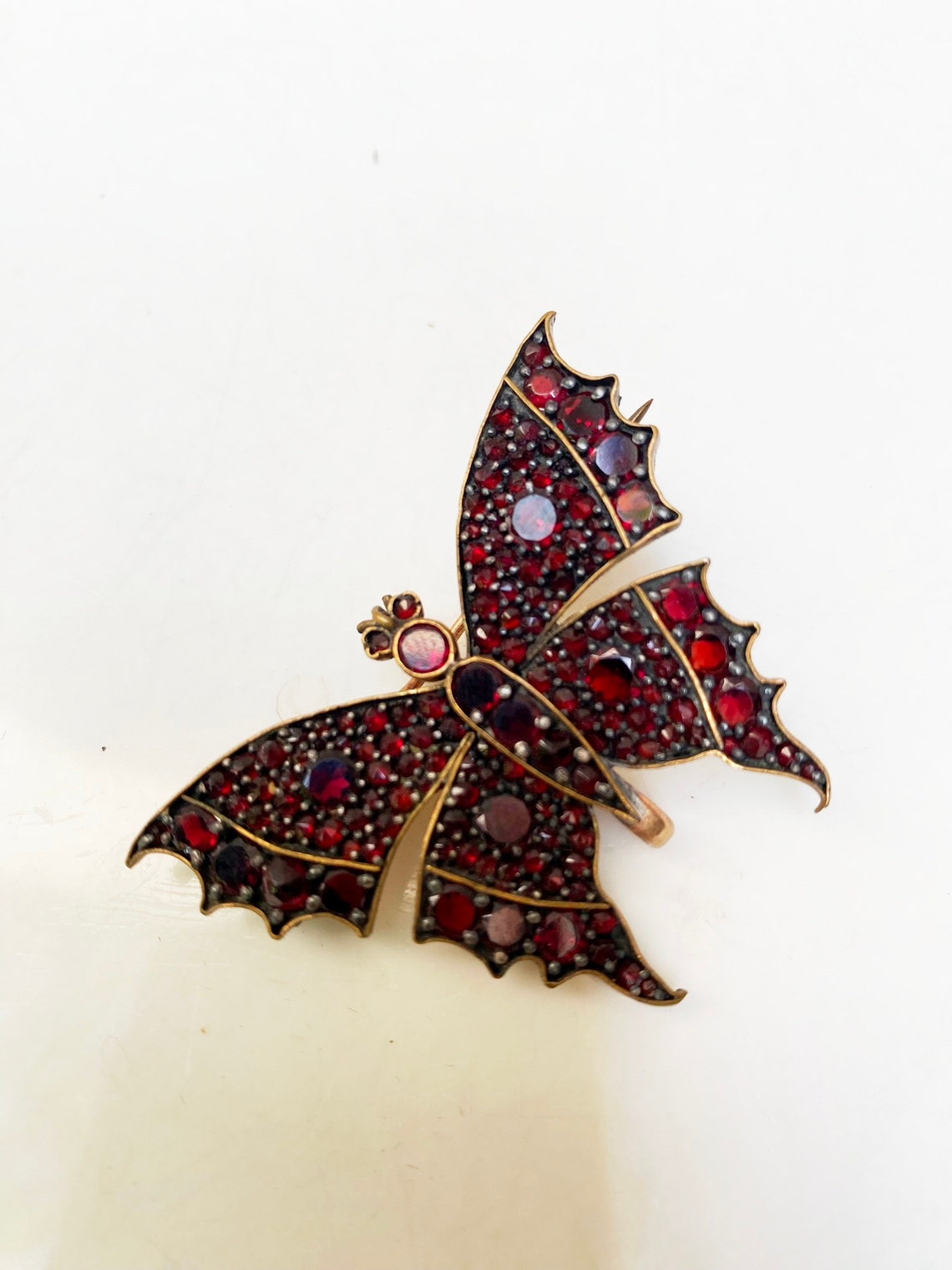 Bohemian Red Garnet Jeweled Butterfly Pin Brooch - Etsy