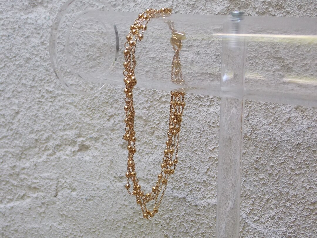 Gold Filled Drape Chain Anklet With Small Gold Beads - Etsy