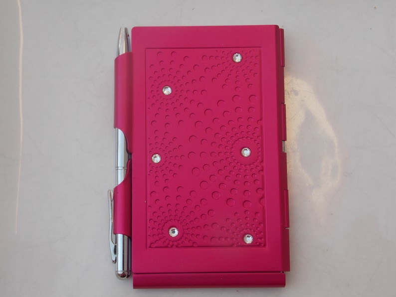 SET OF THREE Ultra Thin Metal Note Pad Holder With Pen, in Jeweled ...