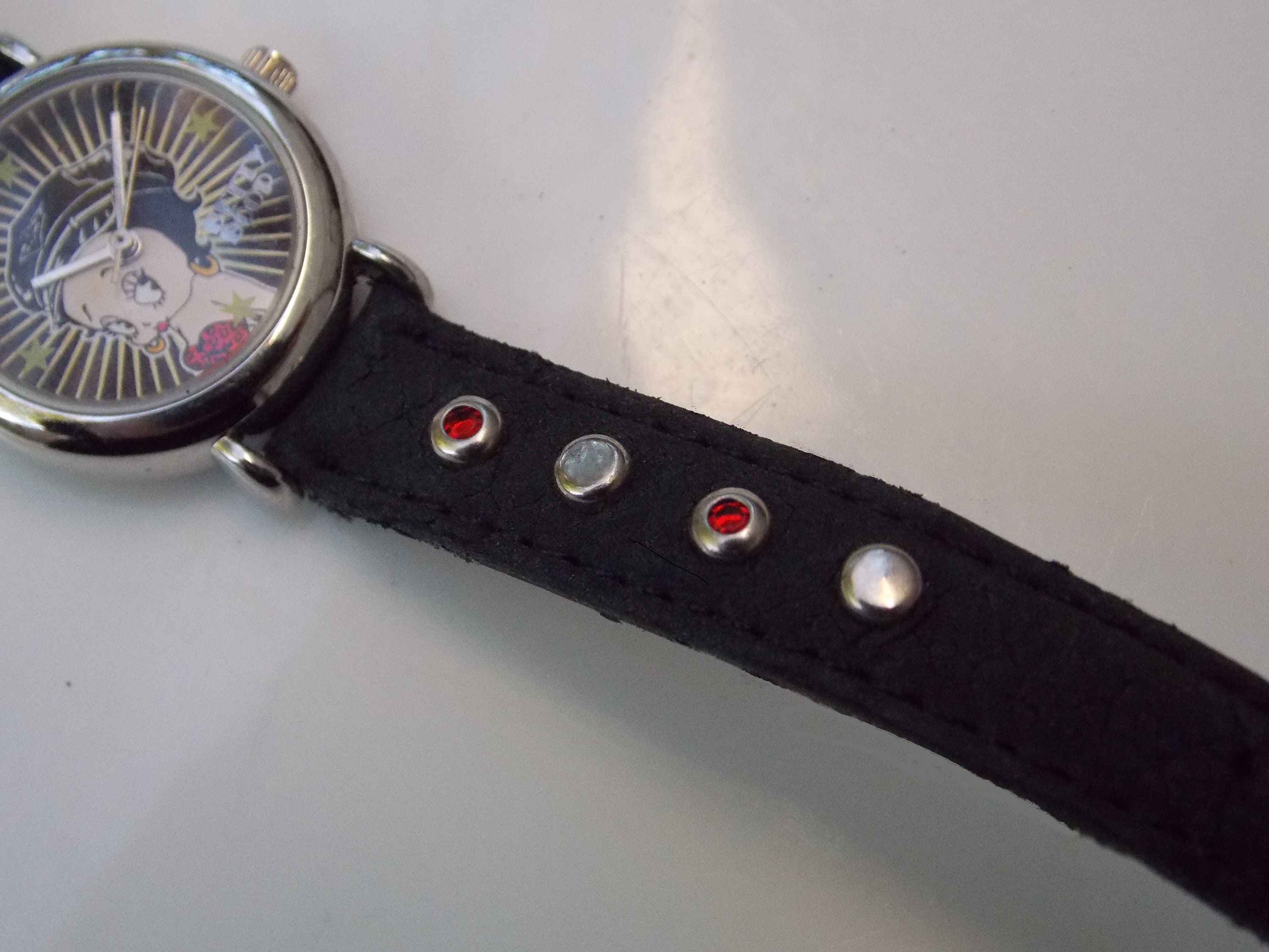 Betty Boop Wrist Watch by Valdawn, Leather Band, Black and Red, Rock ...