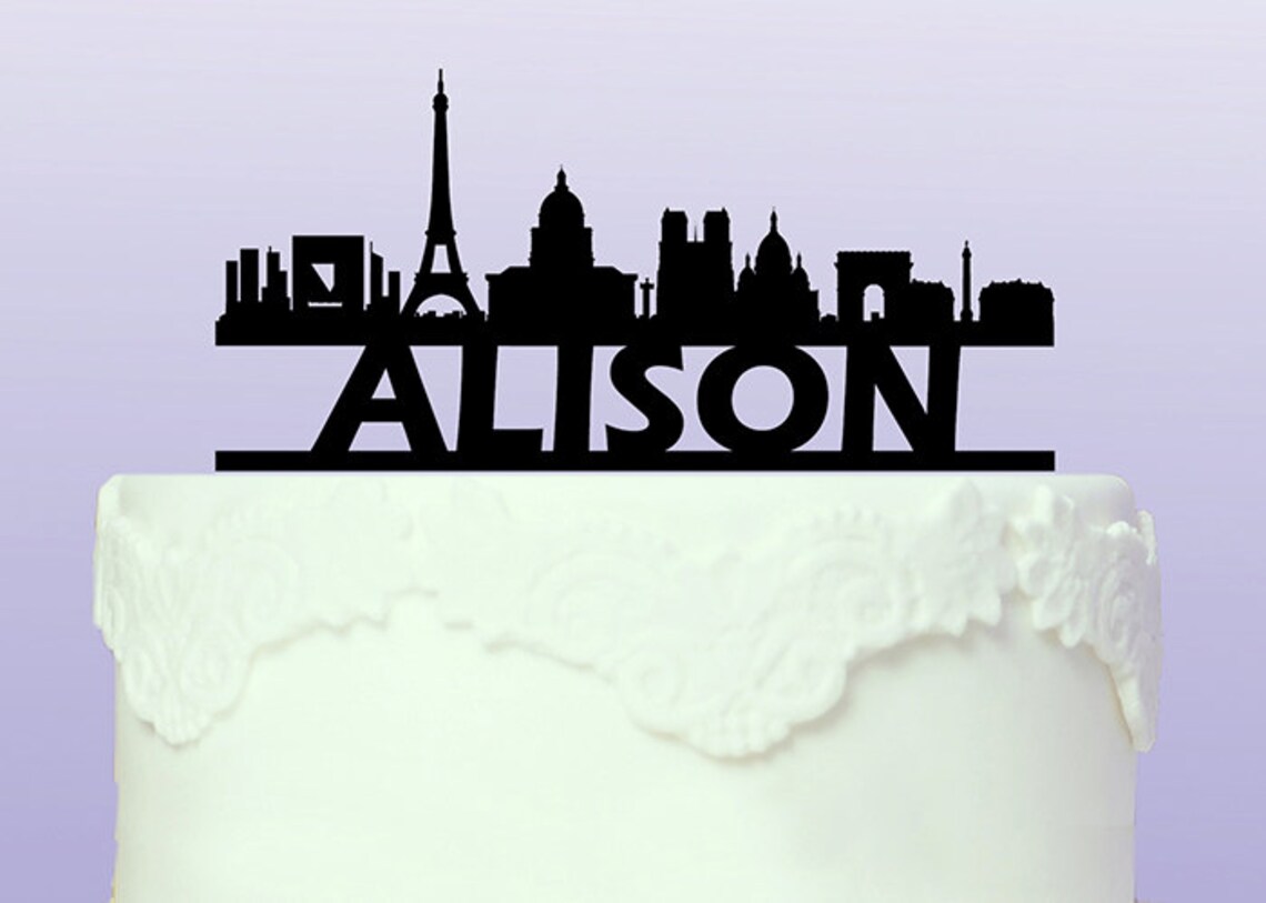 Personalised Paris Cityscape Cake Topper - Etsy