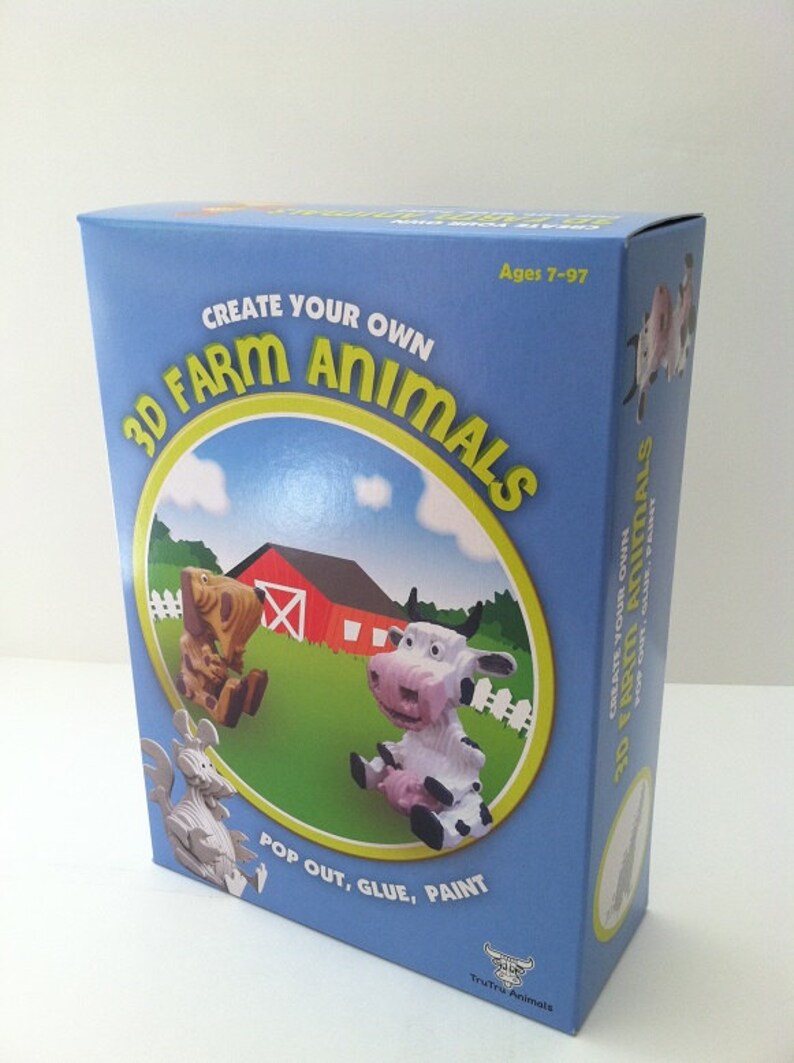 Farm Animals 3D Modeling Craft Kit 3 Animals Paint Brushes - Etsy