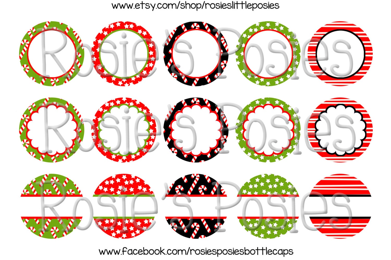Editable Bottle Cap Image Sheet, Black Red Green, Monogram, Christmas ...