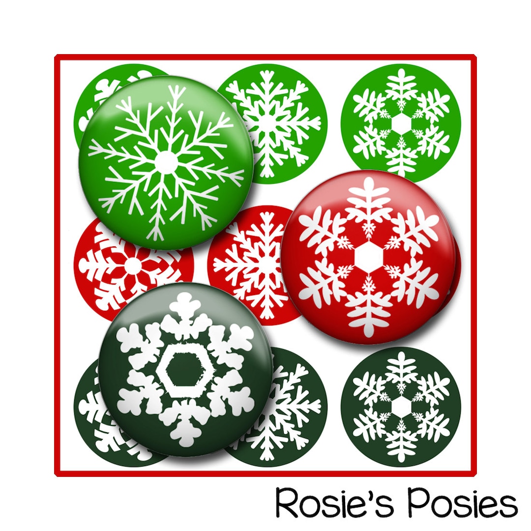 Christmas Bottle Cap Images, Snowflakes - Etsy