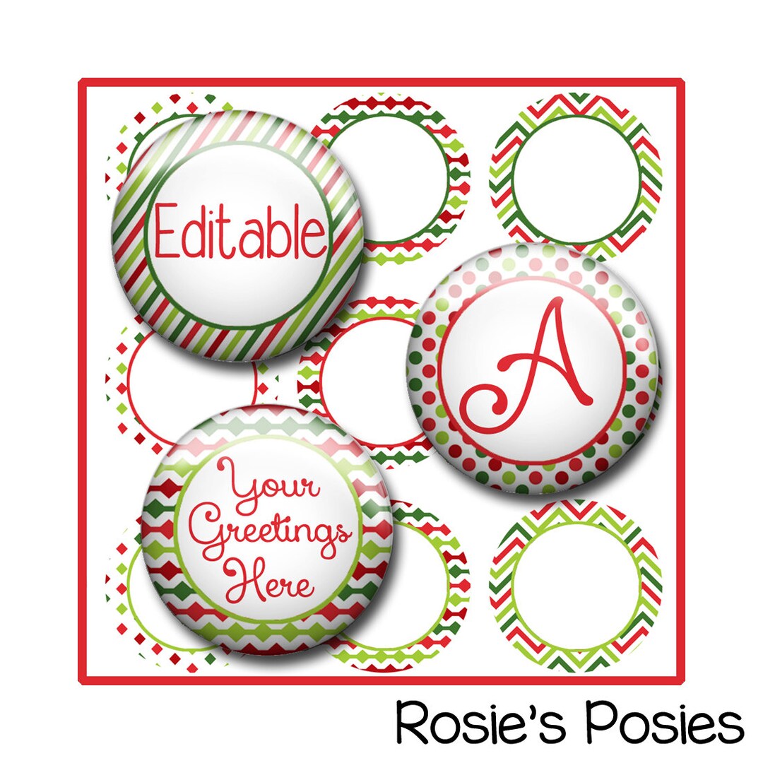 Christmas Editable Bottle Cap Image Sheet, Christmas Colors - Etsy