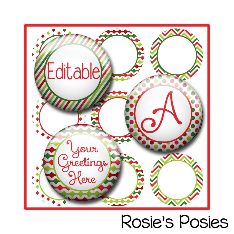 Christmas Editable Bottle Cap Image Sheet, Christmas Colors - Etsy