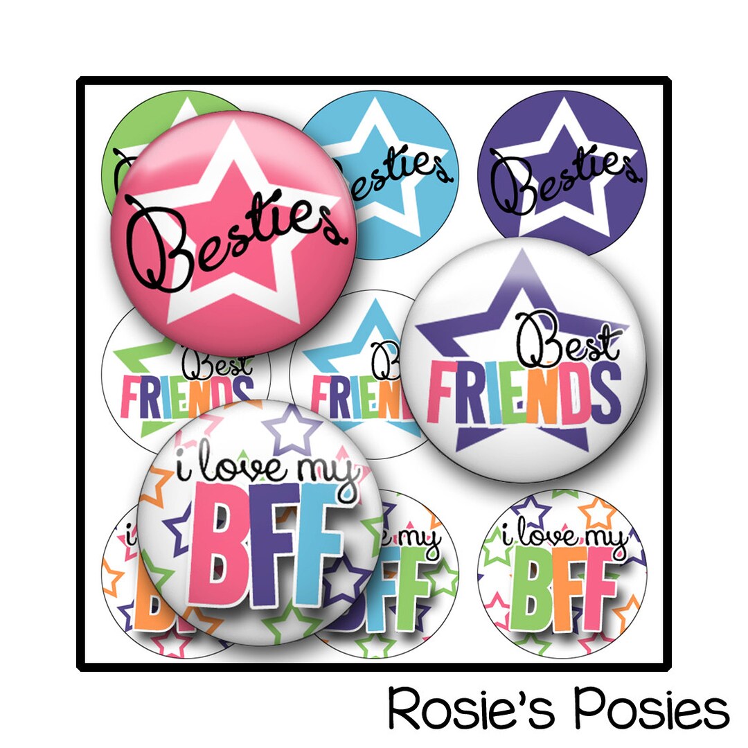 Best Friends Bottle Cap Image Sheet, BFF Stars - Etsy
