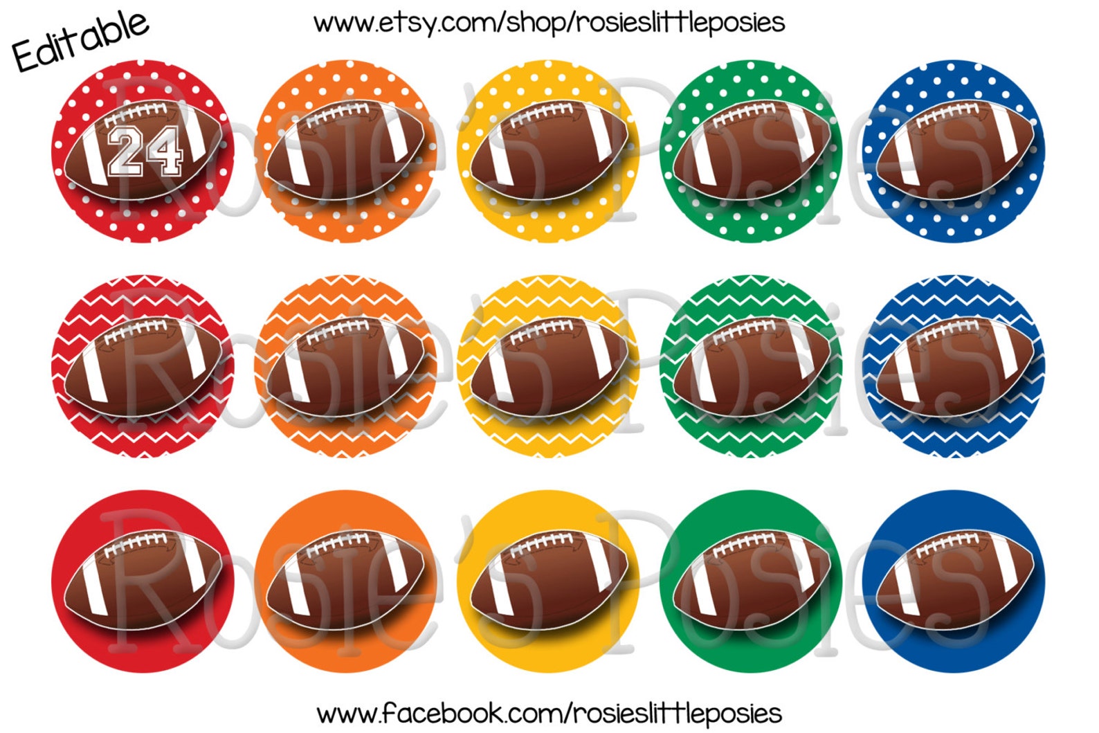 Football Bottle Cap Image Sheet, Editable - Etsy