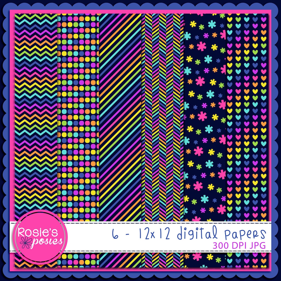Rainbow Digital Papers, Bright Colors Scrapbook Paper - Etsy