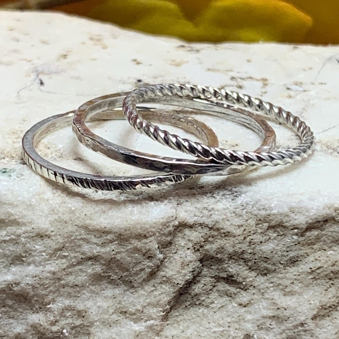 Stacking Ring Set, Set of Three Rings, Stacking Rings, Sterling Silver Ring Set, Silver Ring Set ...