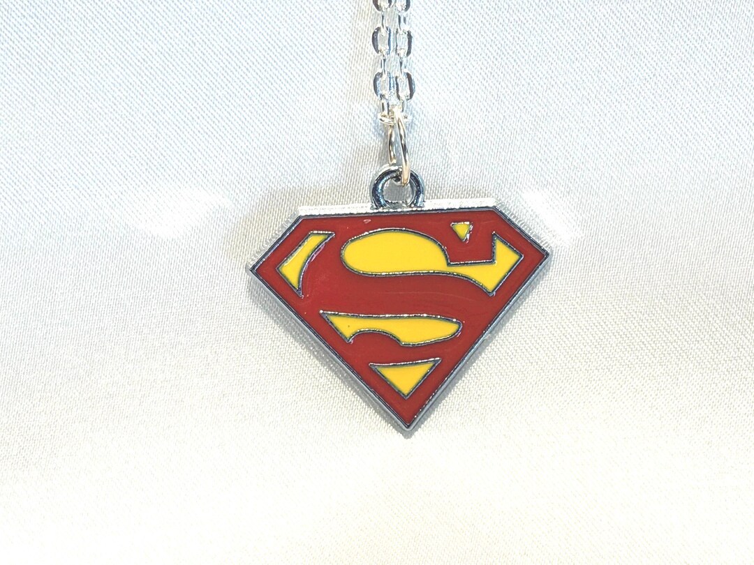 Superhero Silver Plated Charm Necklace: Red & Yellow. 18 in Chain - Etsy