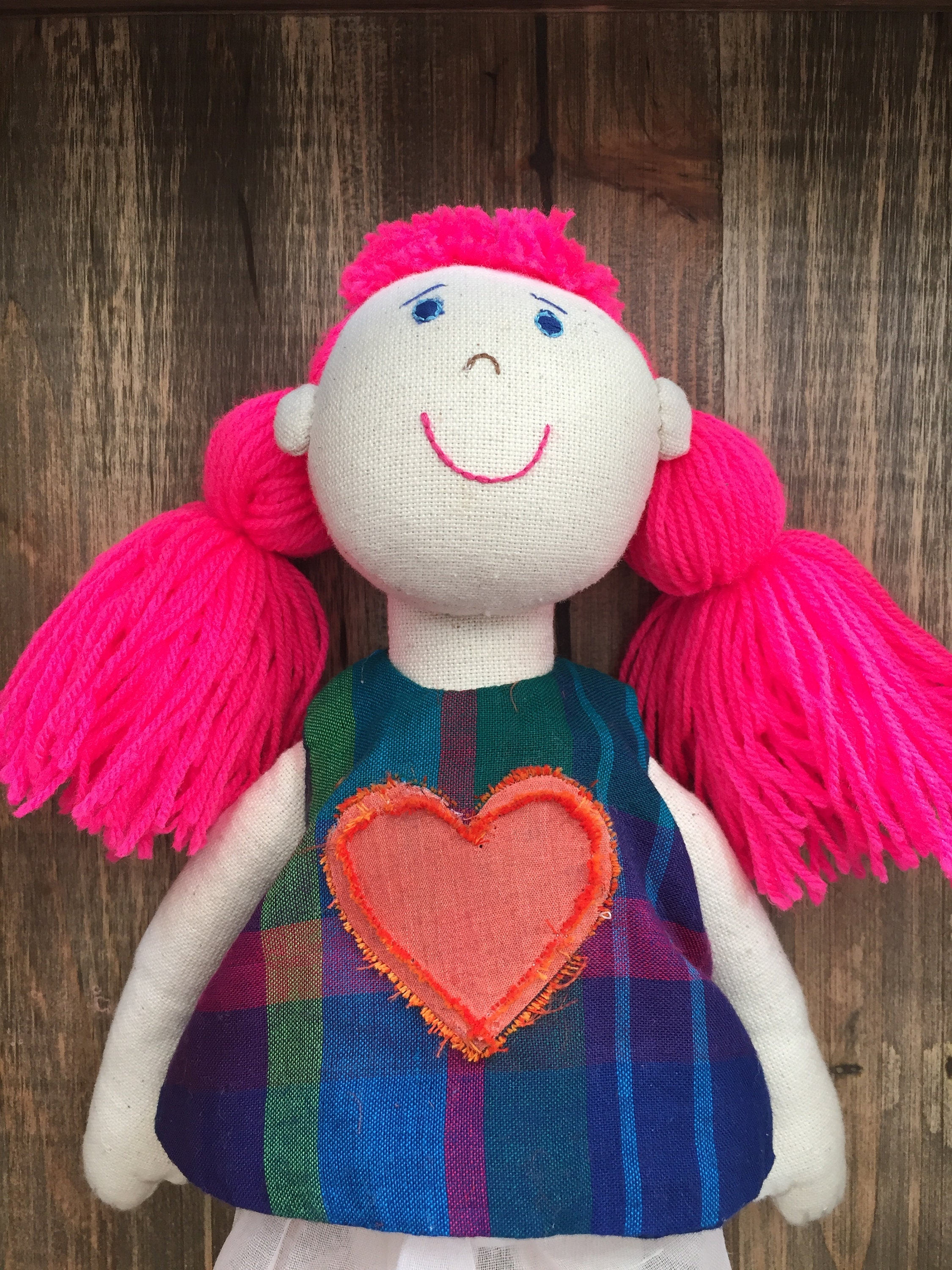 Handcrafted Cotton Rag Doll: Embroidered Heart, Collector's Item - Etsy