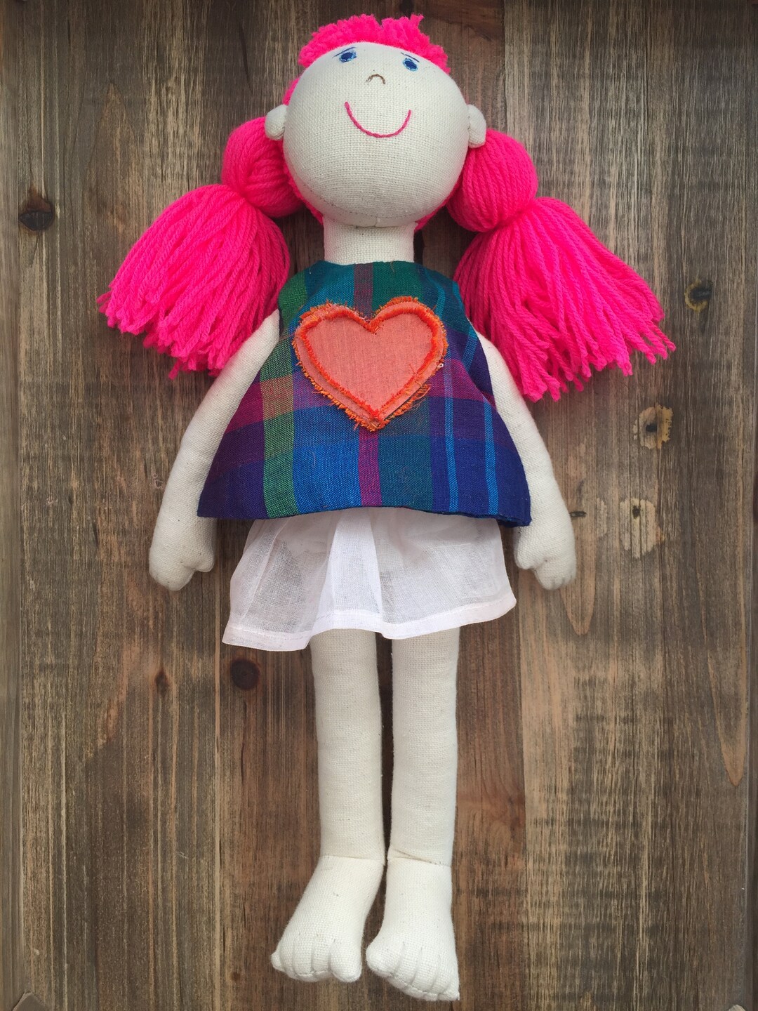Handcrafted Cotton Rag Doll: Embroidered Heart, Collector's Item - Etsy