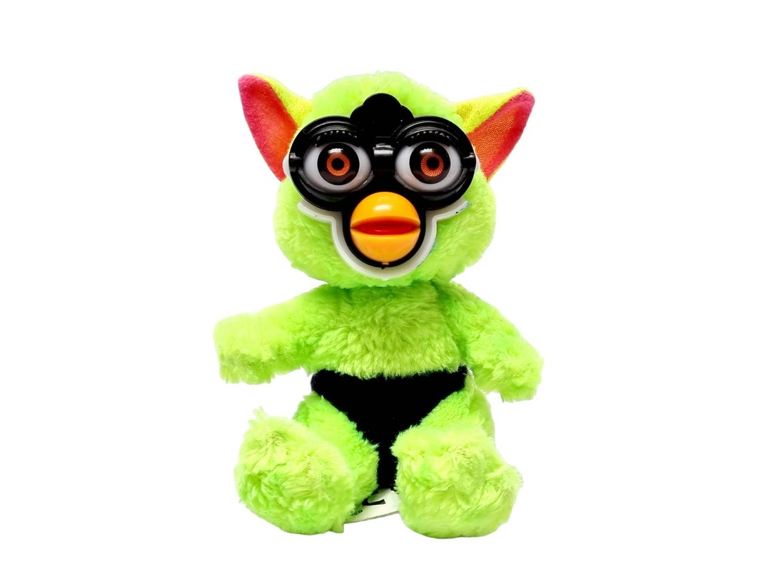 Vintage Knockoff Furby Green Body Furby Fake Plush Neon Green Fur Brown ...