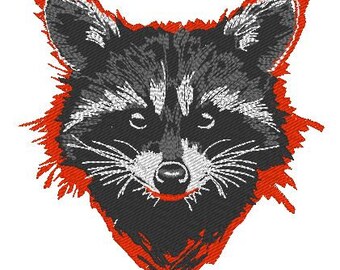 Machine Embroidery Design Raccoon With Flowers - Etsy