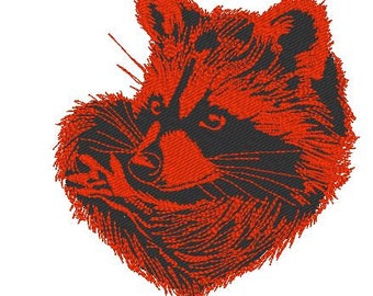 Machine Embroidery Design Raccoon With Flowers - Etsy