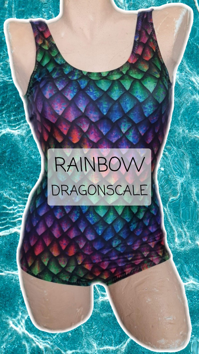 Rainbow Dragonscale Swimsuit XS: Handmade One Piece Bathing Suit - Etsy