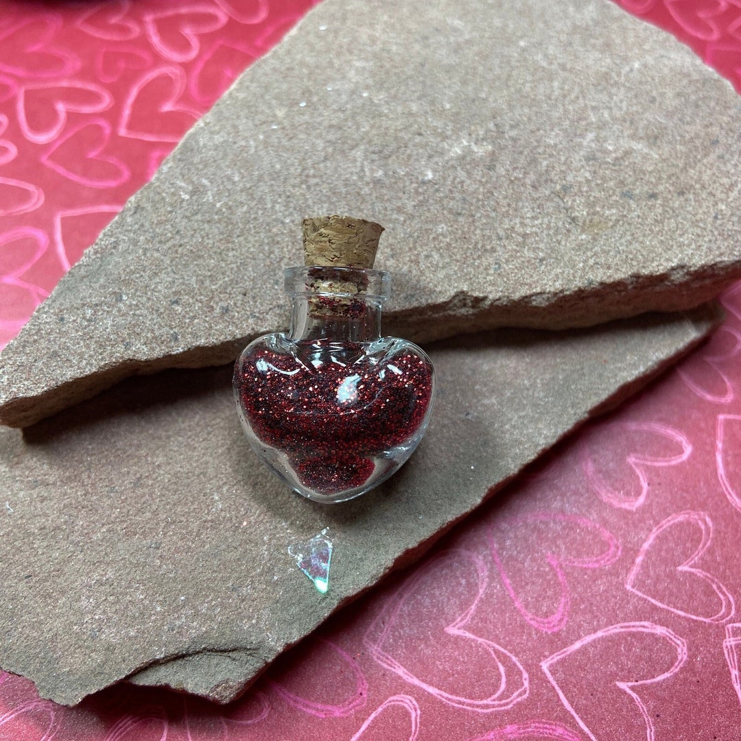 Glittery Red HEART Shaped Love Potion Bottle for Use in - Etsy