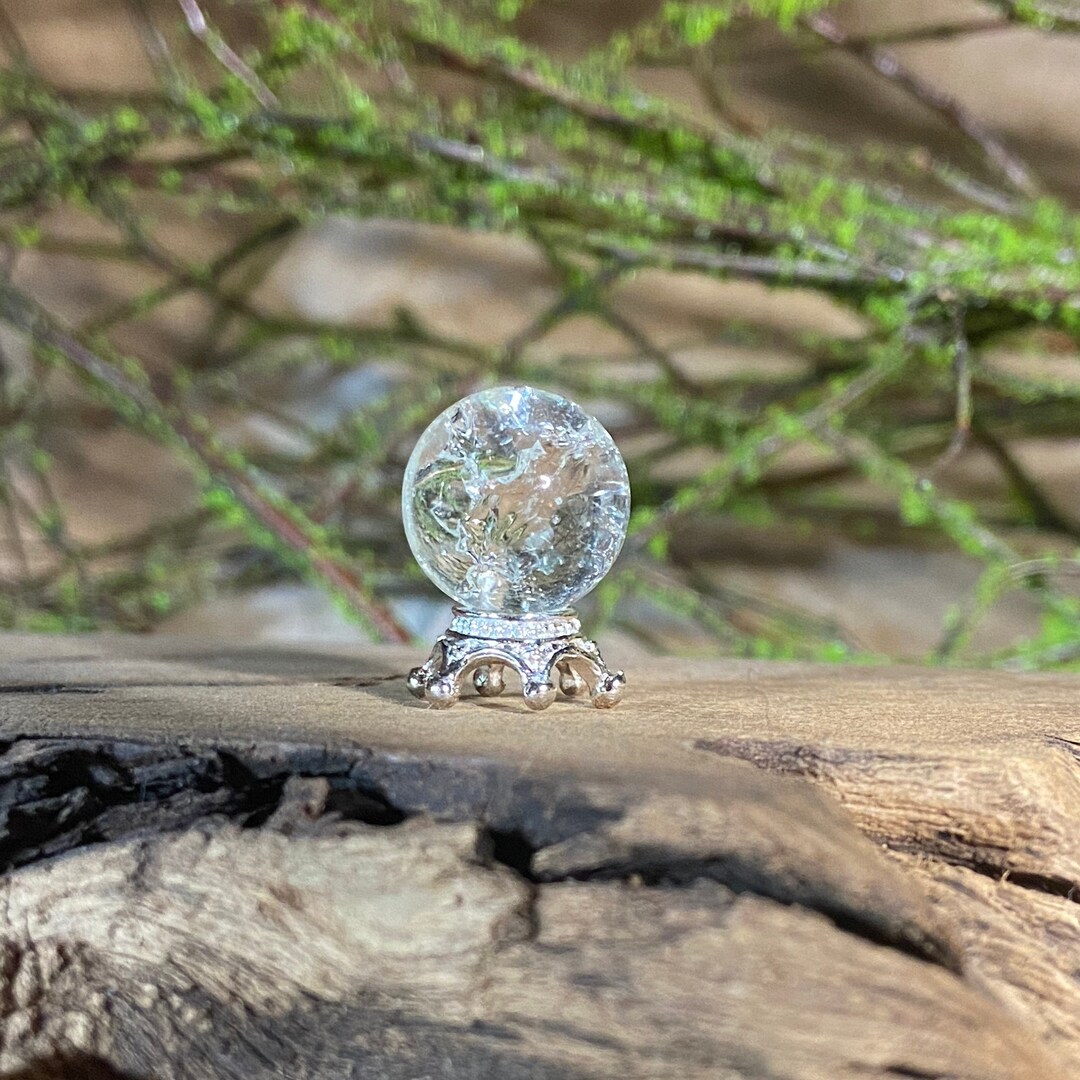 Dollhouse Miniature Crystal Ball, on a Silver Crown Base, for Use as a ...
