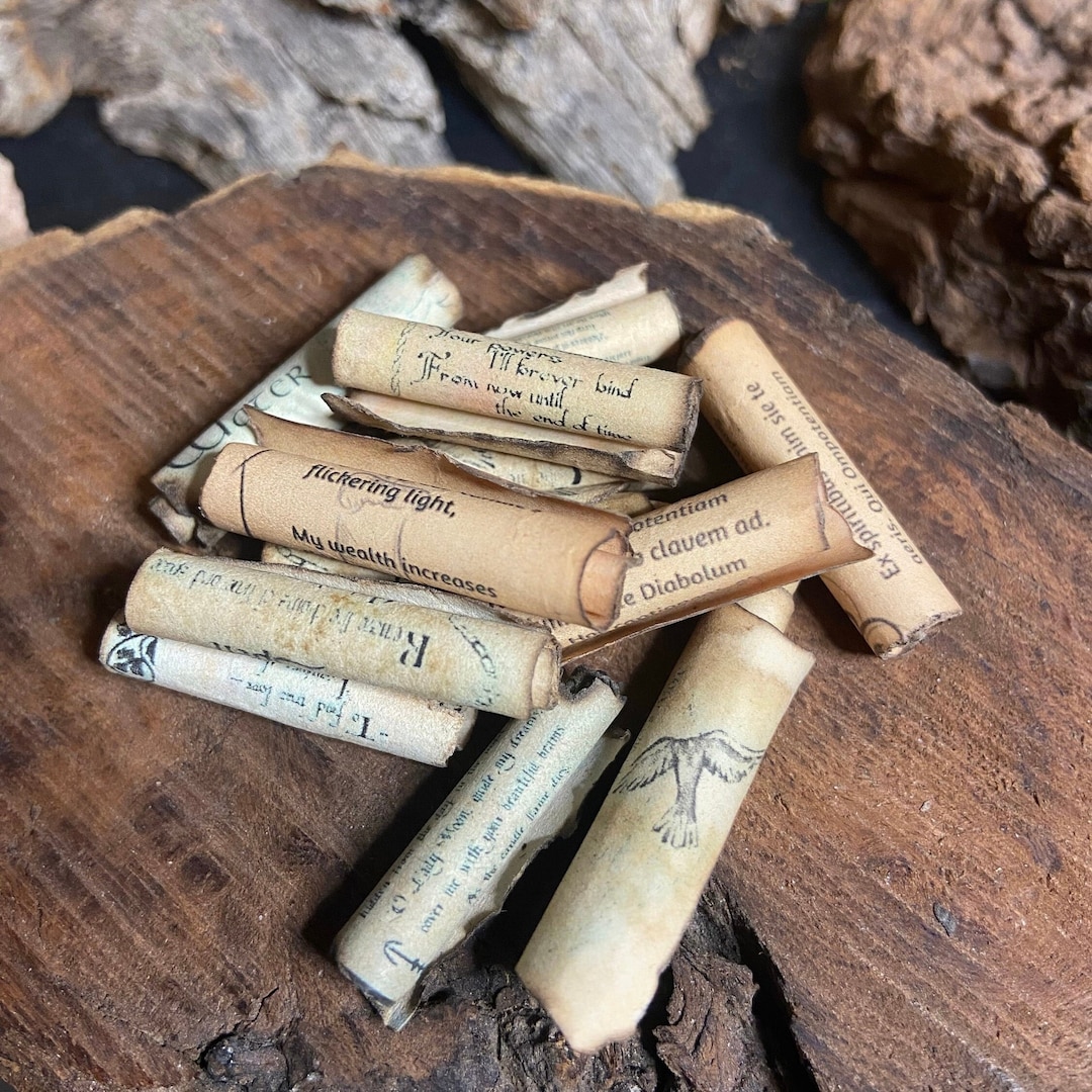 Hand Aged Miniature Scrolls 1:12 Scale Dollhouse Halloween Accessory ...