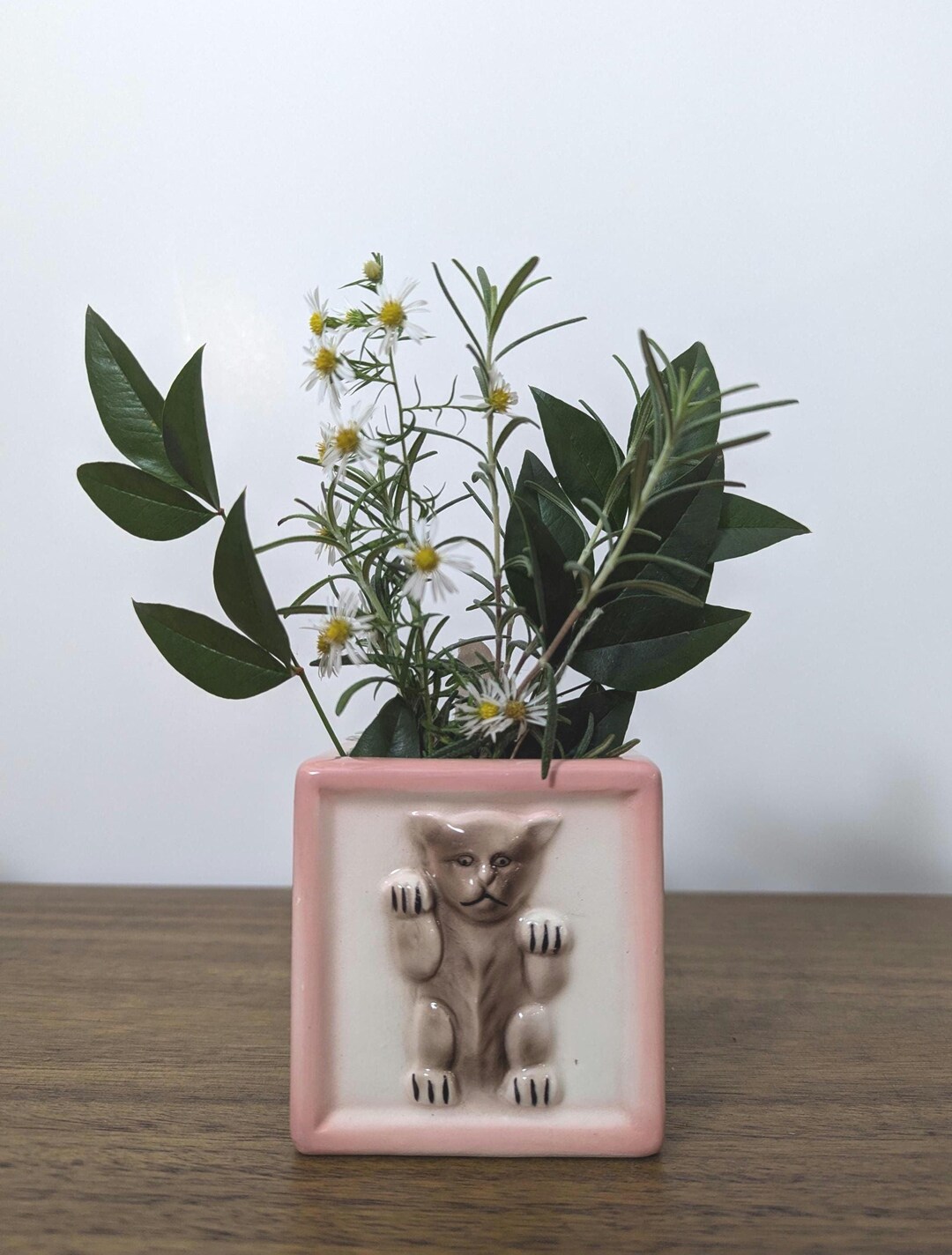 Vintage Pink Baby Block Planter, Dog, Cat, Made in Japan - Etsy