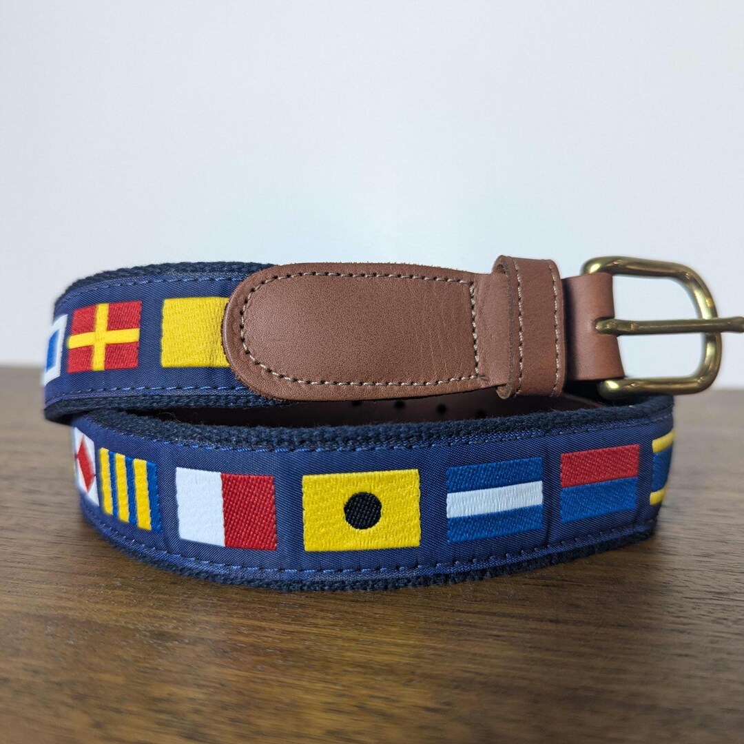 Vintage Preppy Canvas and Leather Belt, Preston Made in New England ...