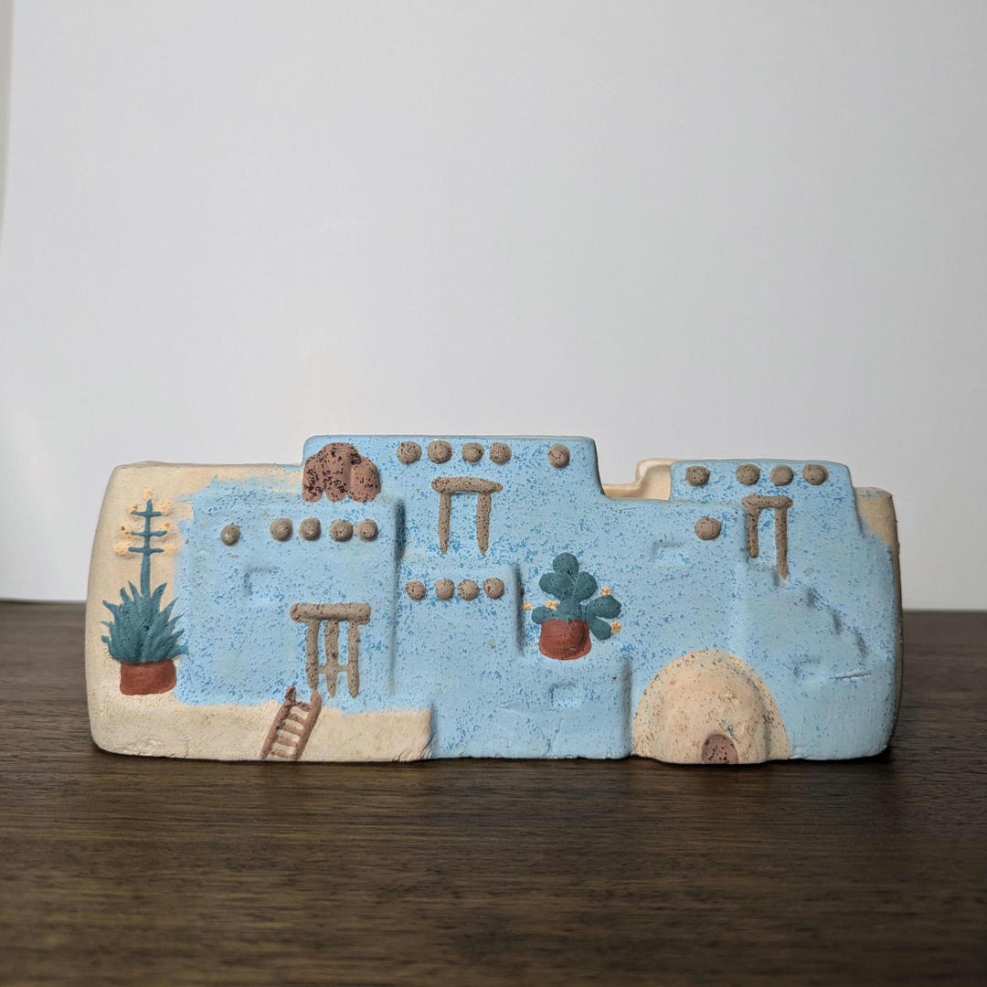 Vintage Southwest Adobe Hand Painted Planter - Etsy