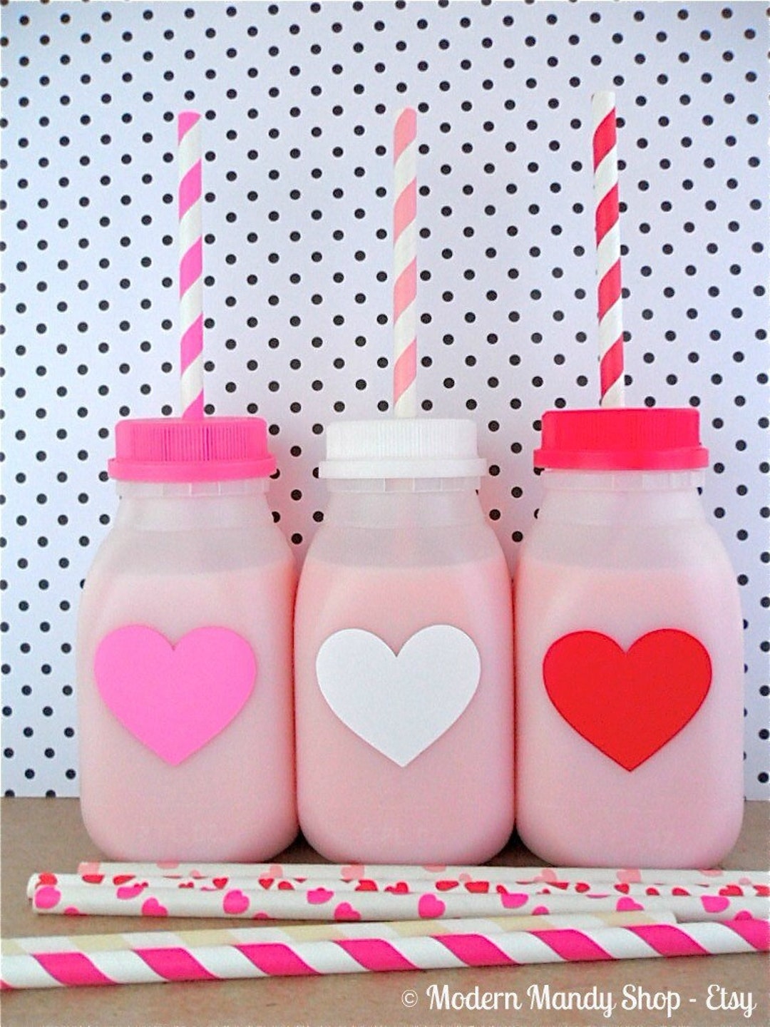 15 CUTE HEART Cups for Kids!!! Plastic Milk Bottles With Lids for ...
