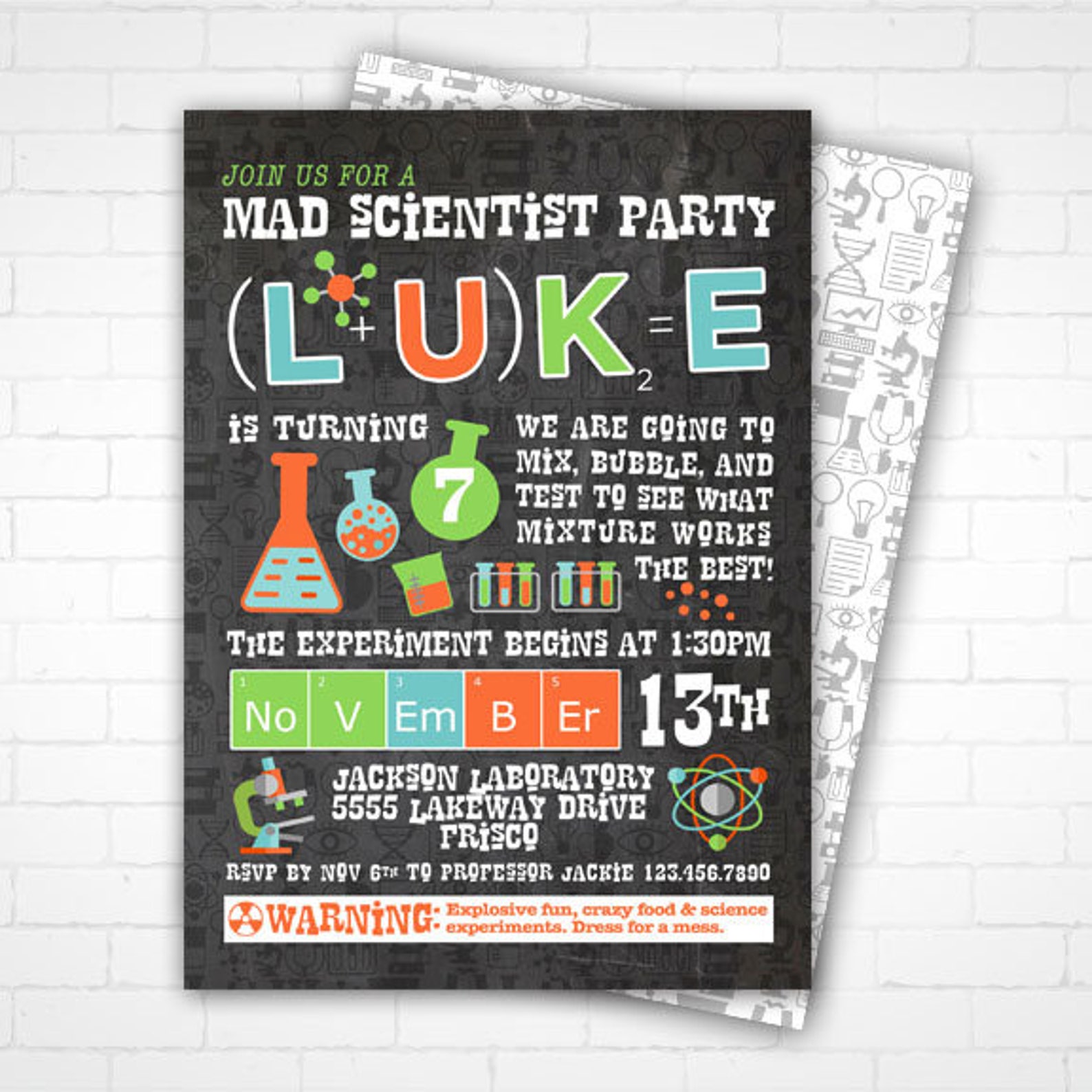 Mad Scientist Party Invitation - Etsy